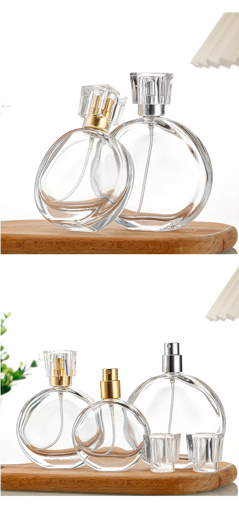 30ml 50ml 100ml Round Glass Perfume Bottle With Clear Acrylic Cap - Buy ...