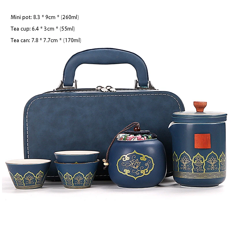 Mini Kungfu Tea Set Travel Teapot With Tea Infuser 4 Teacups Porcelain ...