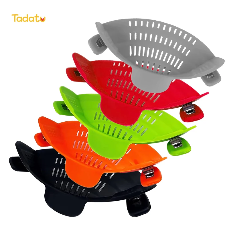 Universal Food Strainer Pan Pot Side Colander Adjustable Silicone Clip ...