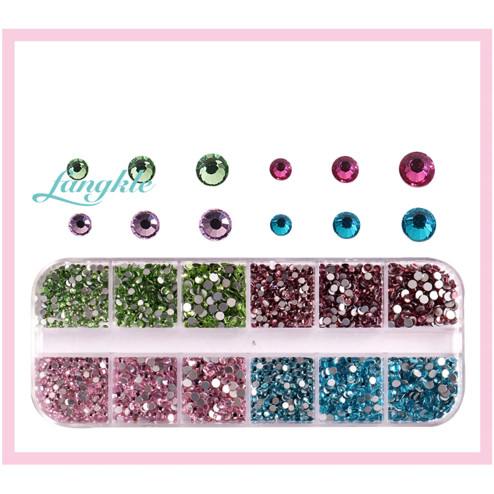 Luxury Colorful Mixed Types Diamond Art 3d 12cells Nail Diamond ...