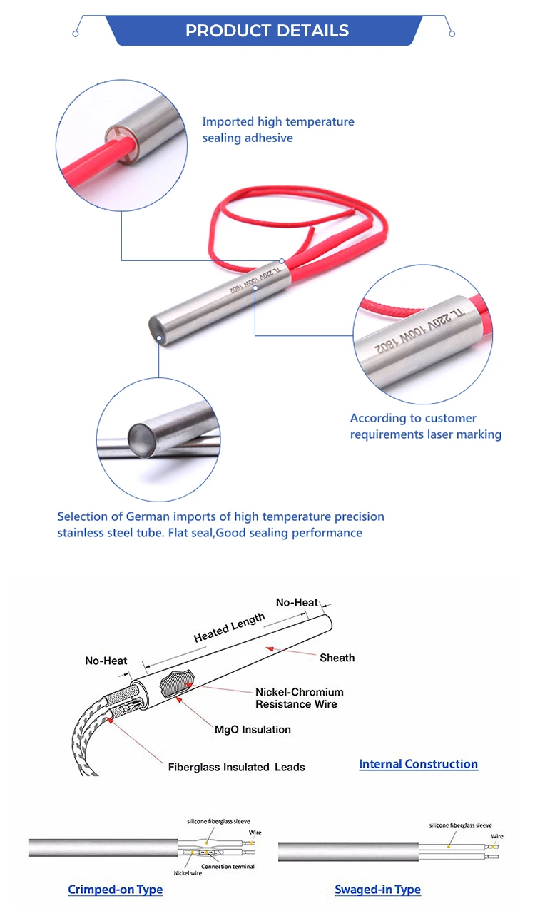 Customizable Finned Cartridge Heater Air Heating Element 24v 48v 110v ...