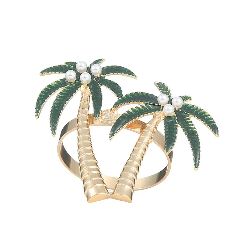 Coconut Tree Pearl Napkin Rings Hawaiian Botanical Napkin Clasp ...