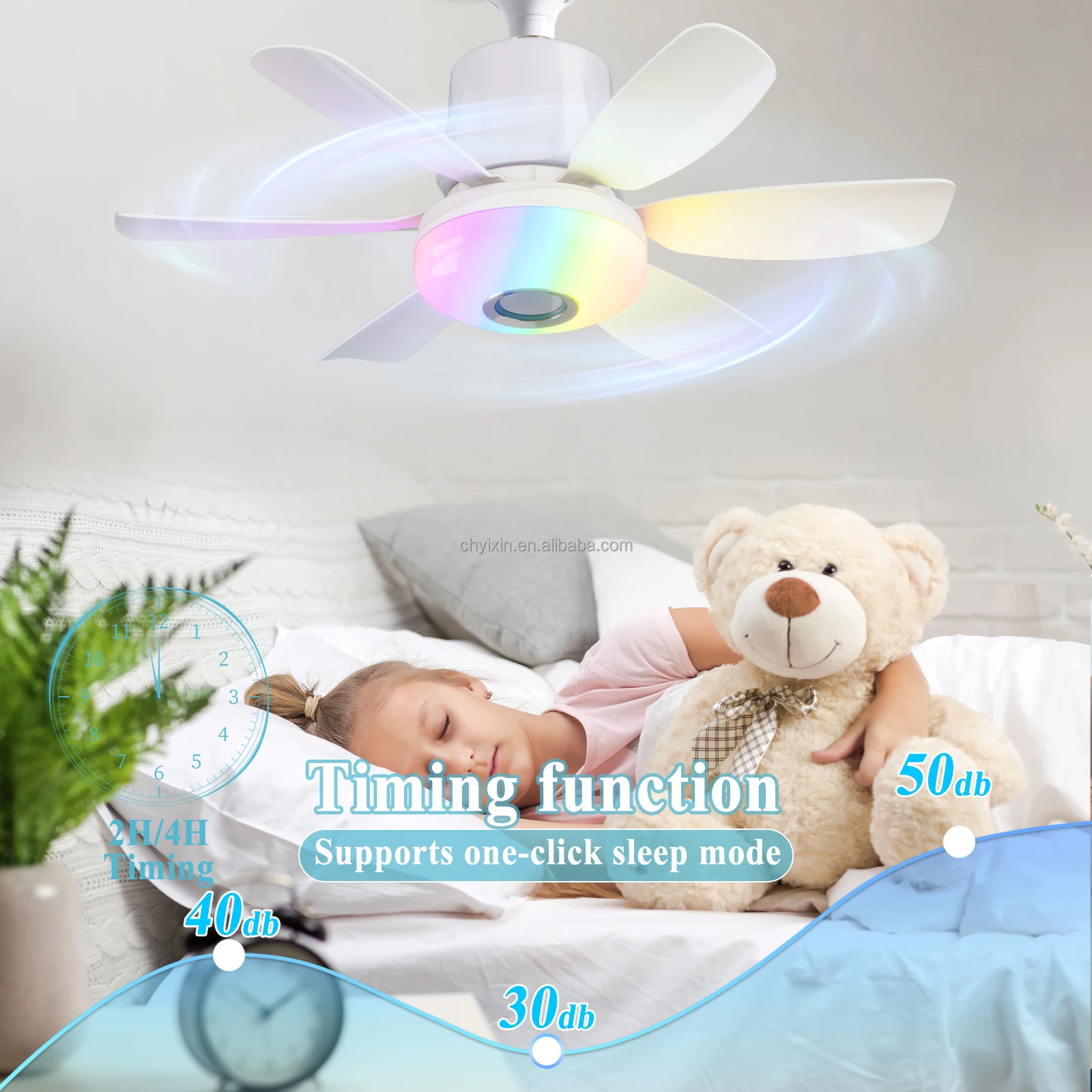 Ceiling LED Fan Light RGB Moving Head - Intelligent Dimming