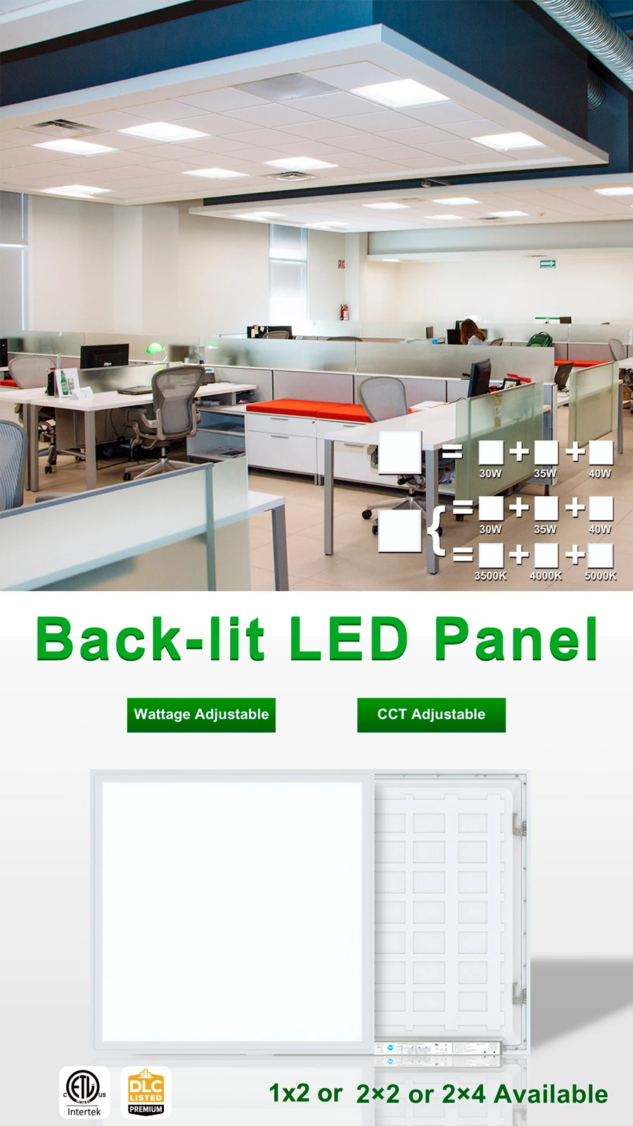 5Power CCT Selectable Back-lit Panel Office Hospital Suspending ...