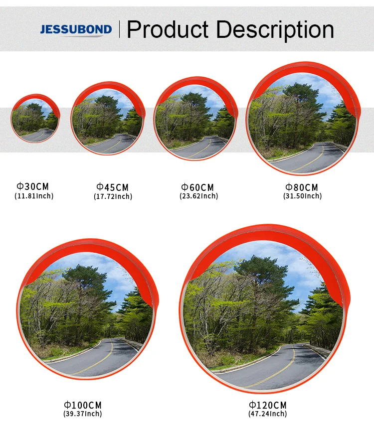 60cm 80cm Pc / Acrylic Lens Road Safety Concave Convex Mirror Driveway Corner Mirror For Car ...