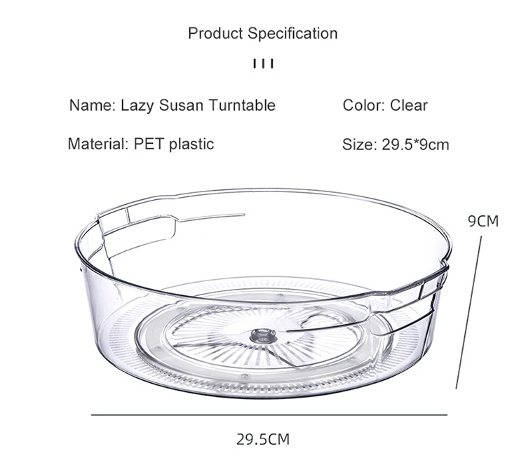 360 Degree Plastic Rotating Turntable Lazy Susan With Handle Dining ...