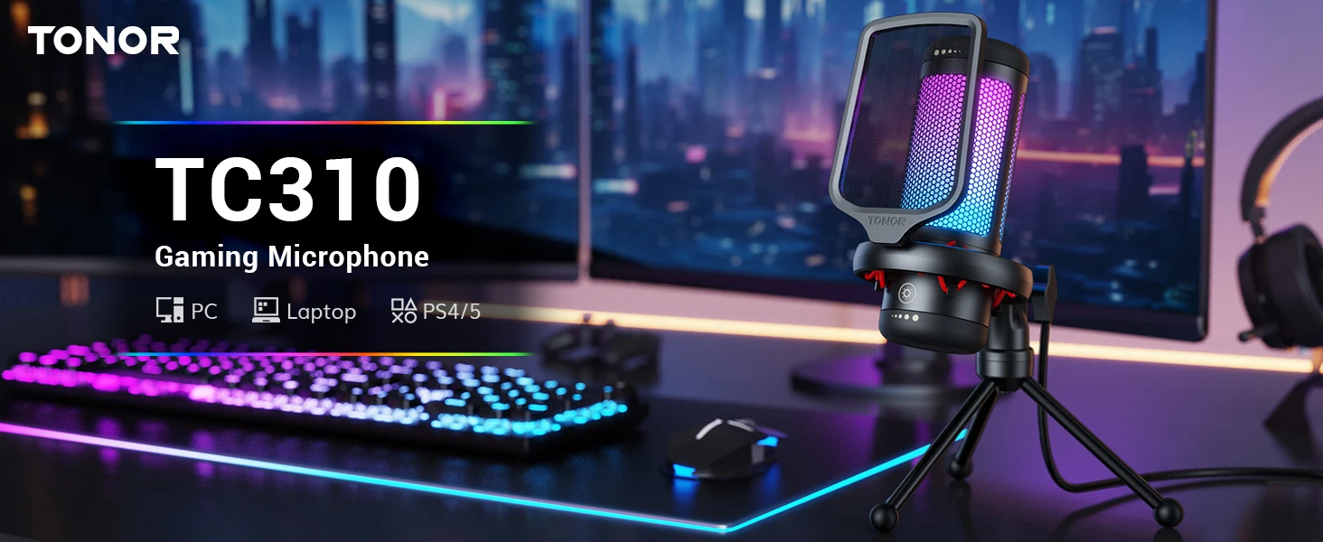 TONOR TC310 Microphone - Professional Gaming RGB Mic