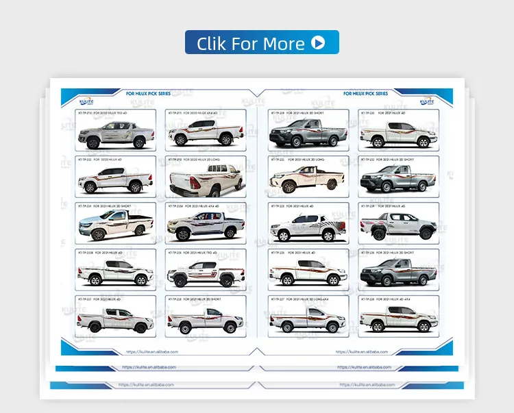 KULITE Vinyl Side Stripe Decals for Toyota Hilux Graphics Stickers