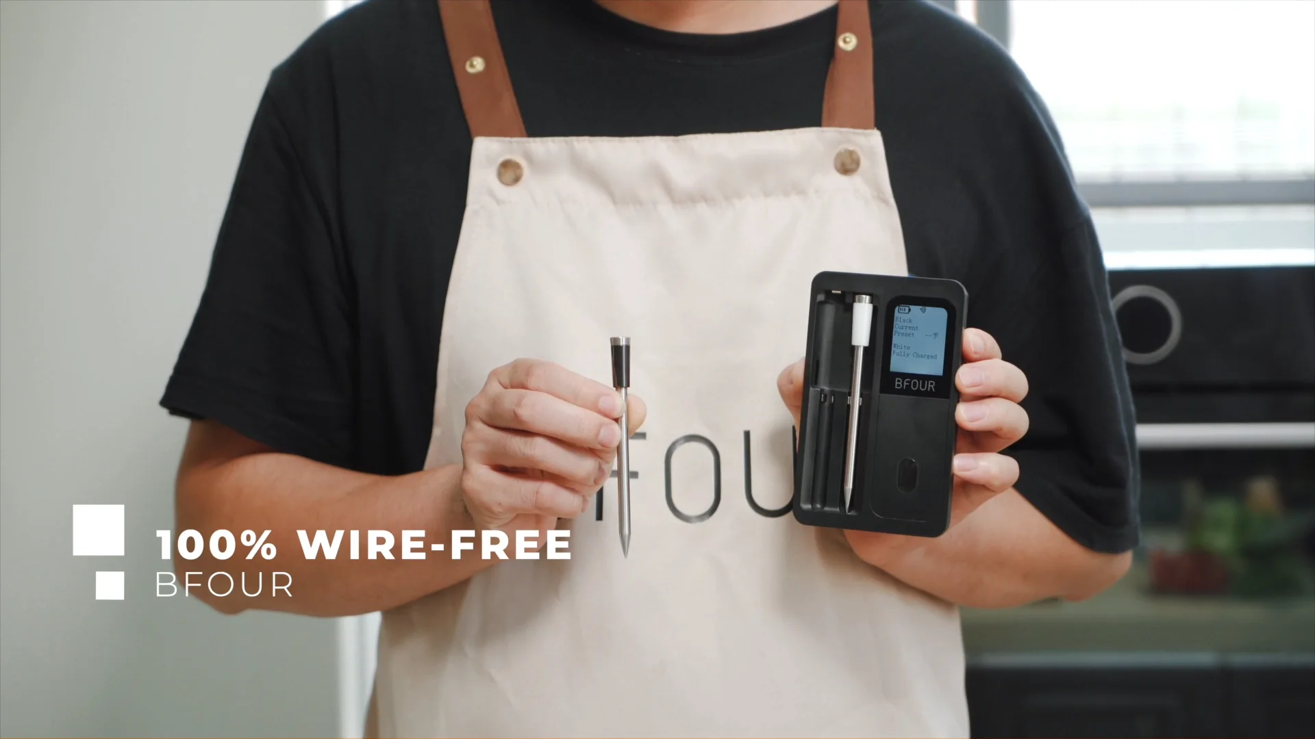 Bfour 300ft Smart Bluetooth Digital Cooking Wireless Meat Thermometer For Bbq Grill Oven With ...