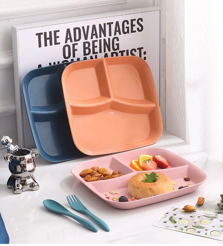 Eco-friendly Three Grid Meal Plate - Modern & Sustainable