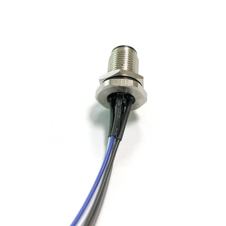 Cable Assembly Front Panel Mount M12 5 Position Plug Male Pins