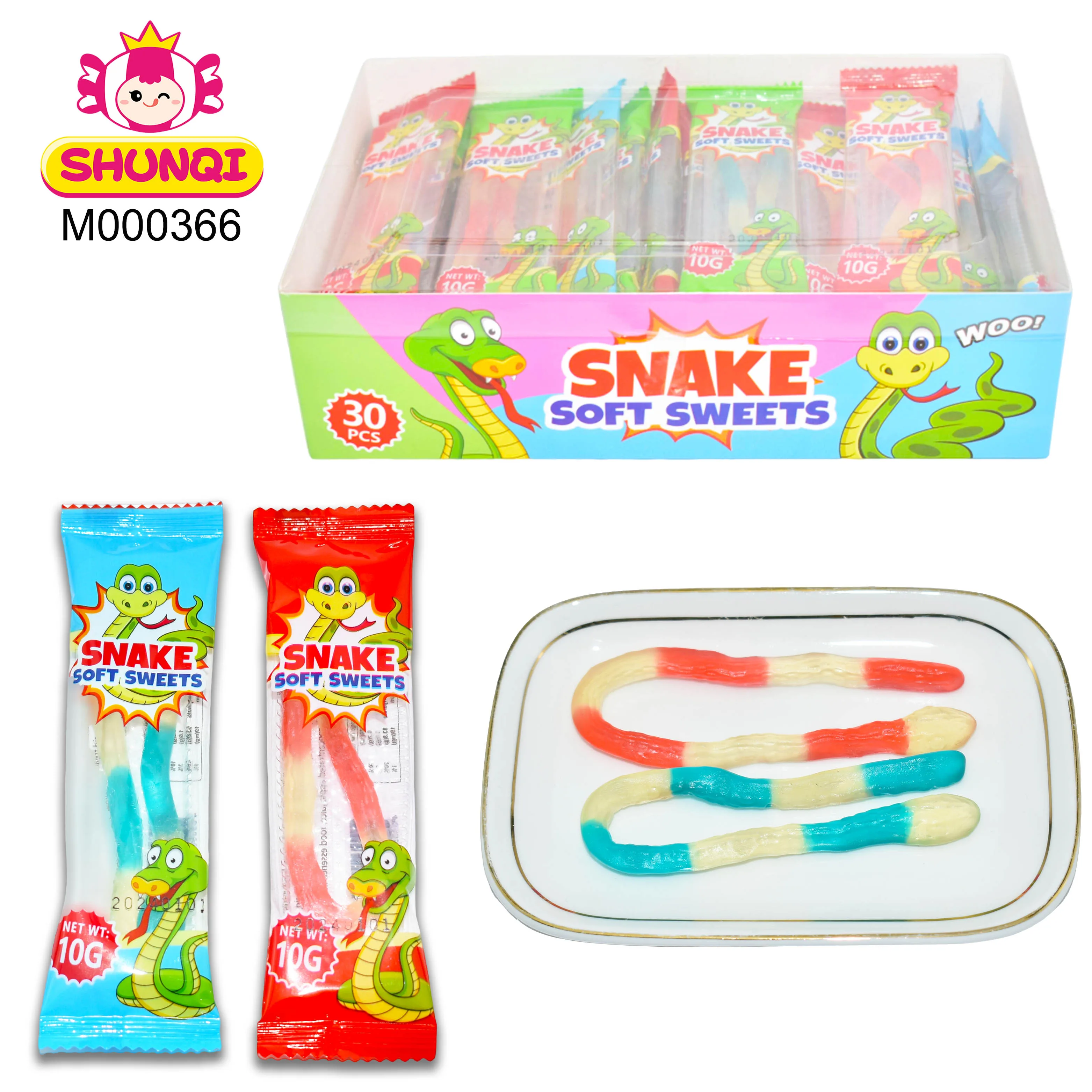 Good Taste Snake Shape Fruit Flavor Gummy Candy Independently Packaged ...