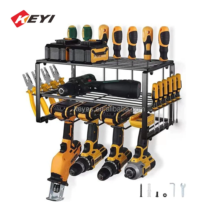 Metal Wall Mount Power Tool Rack For Drill Holder With Screwdriver Rack ...