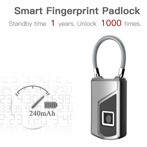 Electric Smart Padlock Fingerprint Smart Lock Small Luggage Mini ...