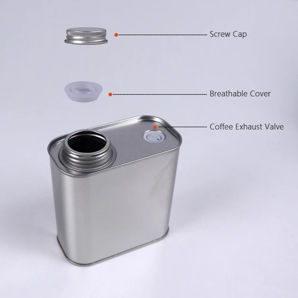 Eco-friendly 200g Coffee Tin Can With Degassing Valve - Rectangular Tin ...