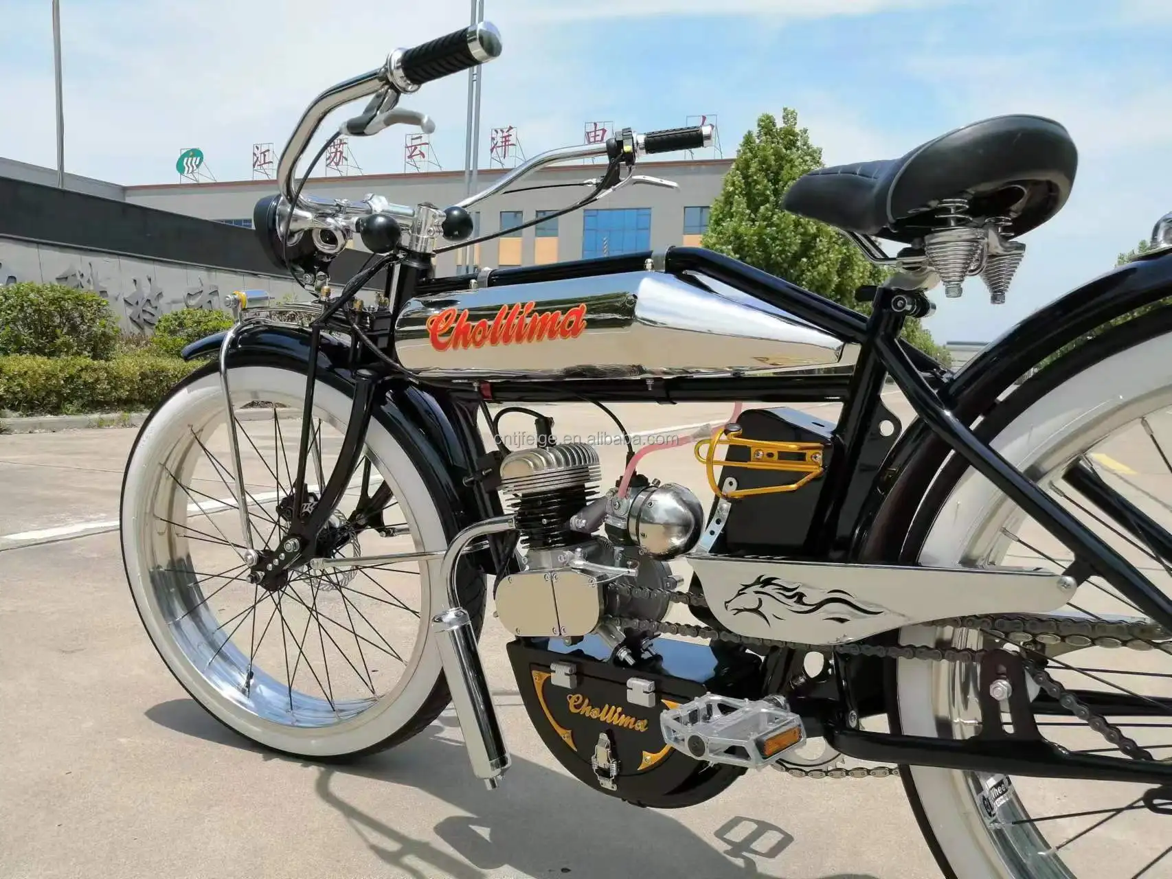 Gasoline Motorized Bicycle with Soft-tail Frame & Disc Brake