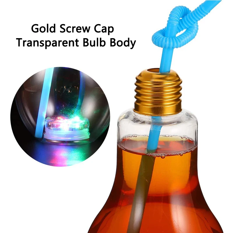 Plastic Transparent Light Bulb Water Bottle 500 Ml Led Light up Party ...