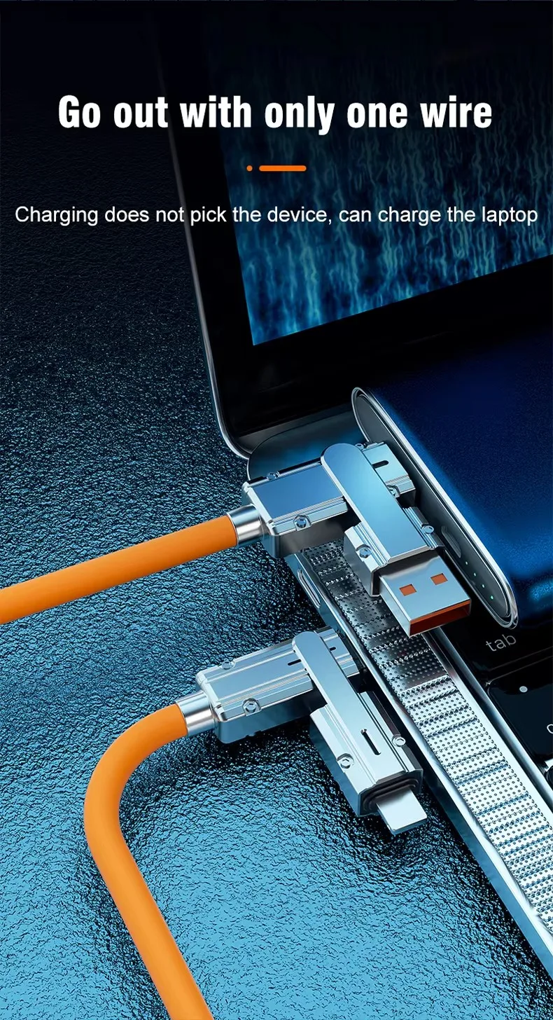 PD 27W 480Mbps 2 Tow 2 Data Cable Liquid Silicone Gel Zinc Alloy USB ...