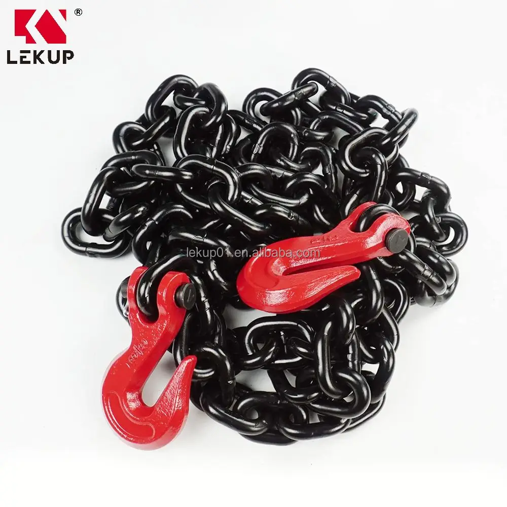 G80 Tow Chain with Clevis Grab Hooks Transport Chain Tie Downs 3/8'' X ...