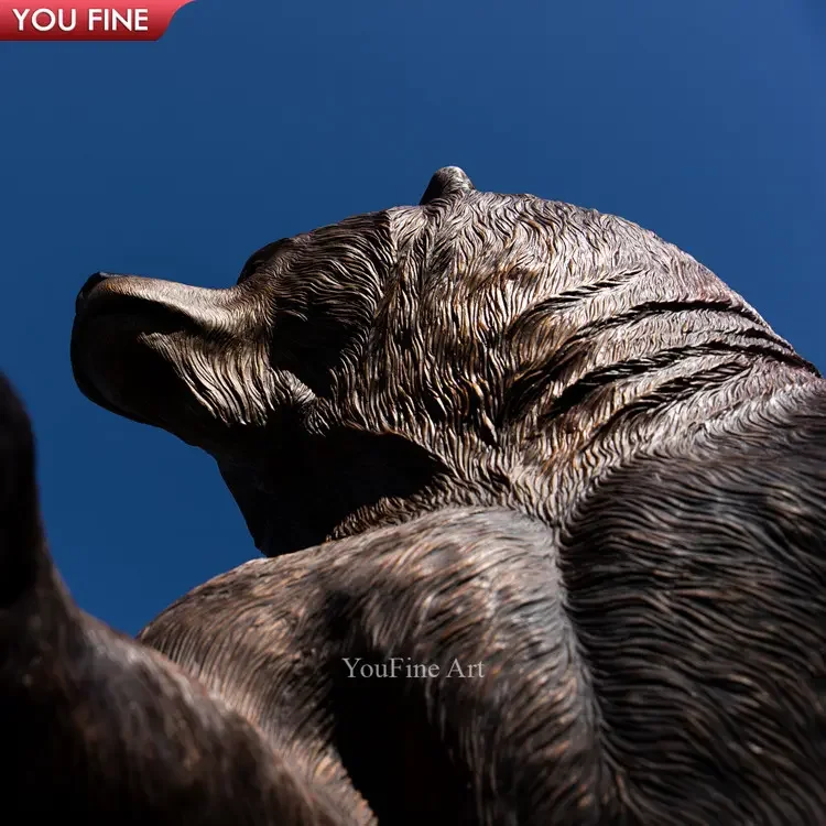 Outdoor Large Size Animals Bronze Standing Bear Statue