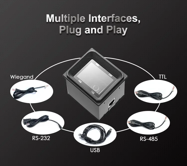 OEM 2D QR Code Scanner Module RJ45 Wiegand RS232 RS485 Fixed Mount ...