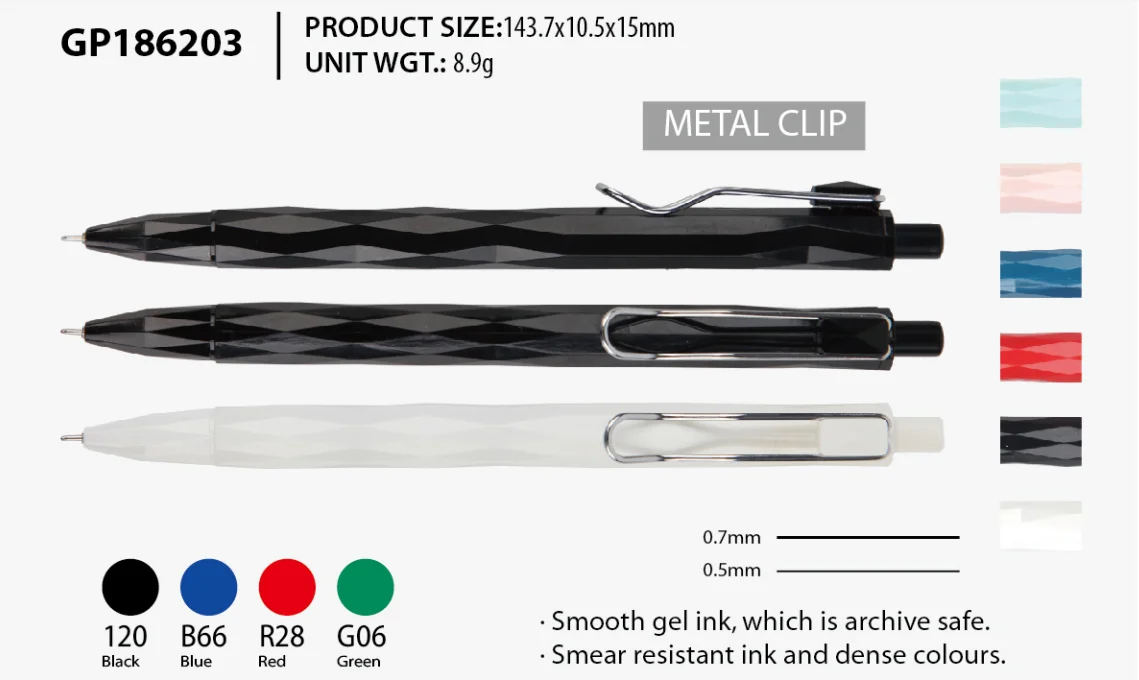 Beifa Colorful Gel Pens Custom Logo Multicolor Retractable Pen ...