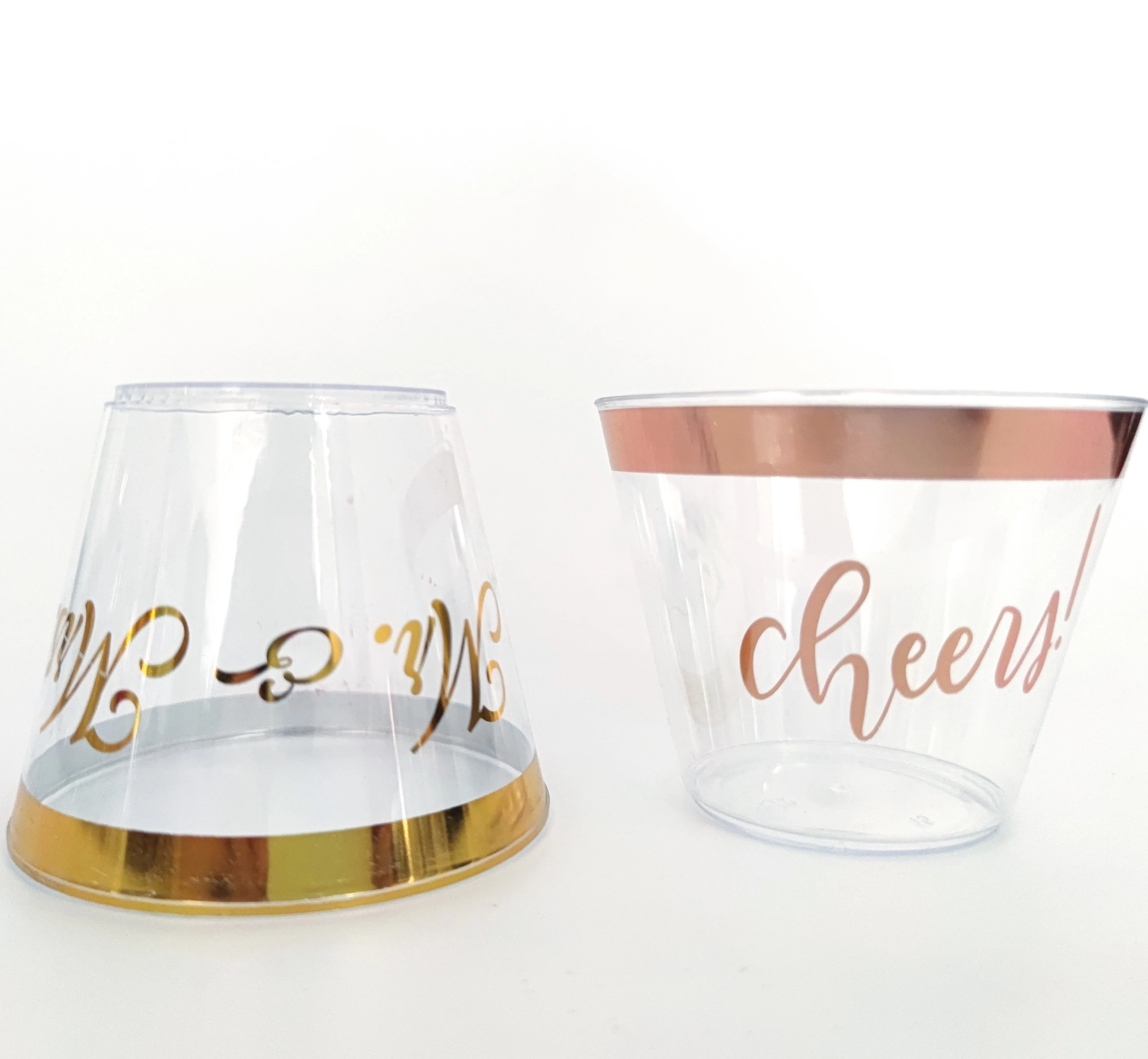 9 oz Gold Rim Disposable Plastic Cups Hard Plastic Tumblers Elegant ...