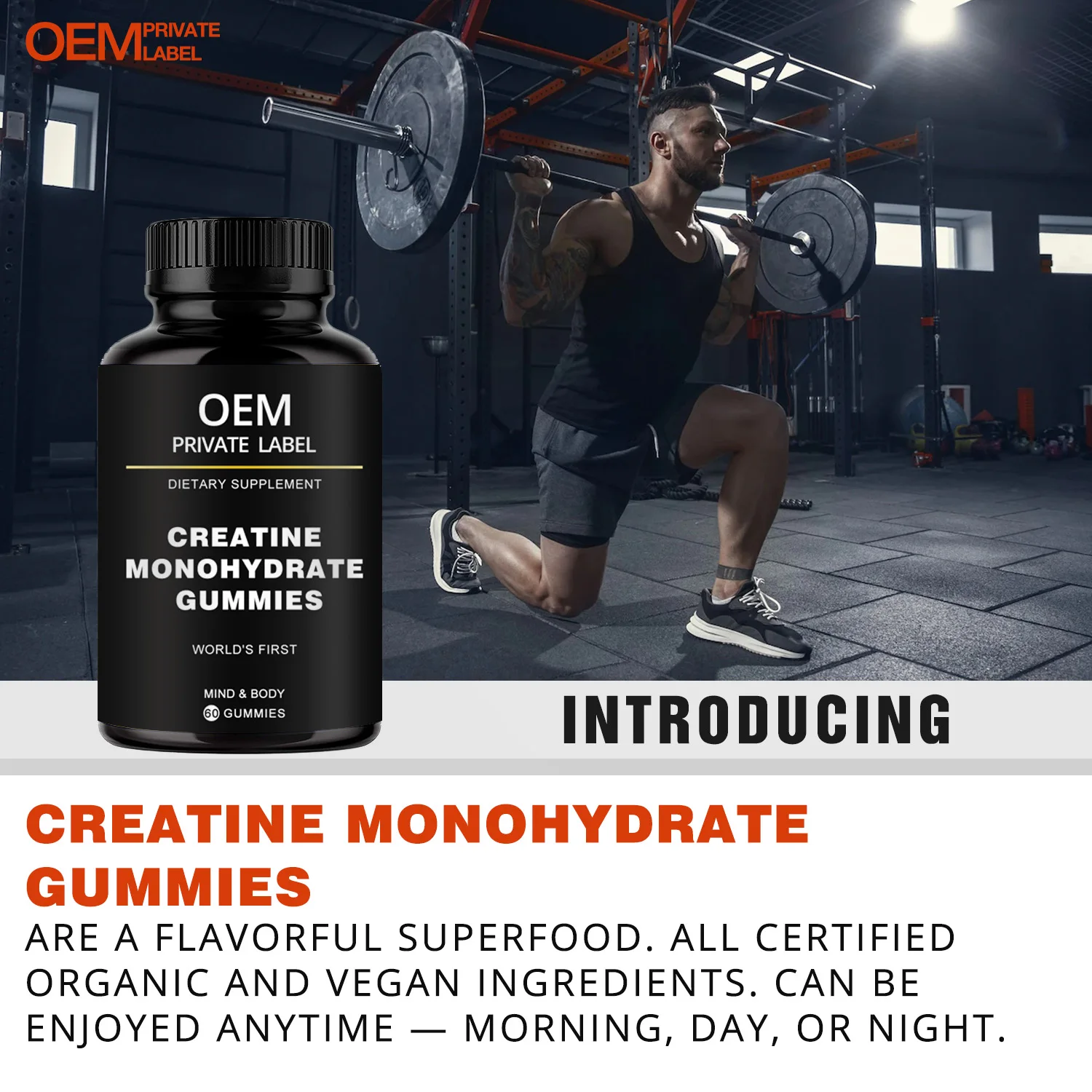 Oem/odm Gmp Creatine Monohydrate Powder Muscle Building Energy Gummy ...