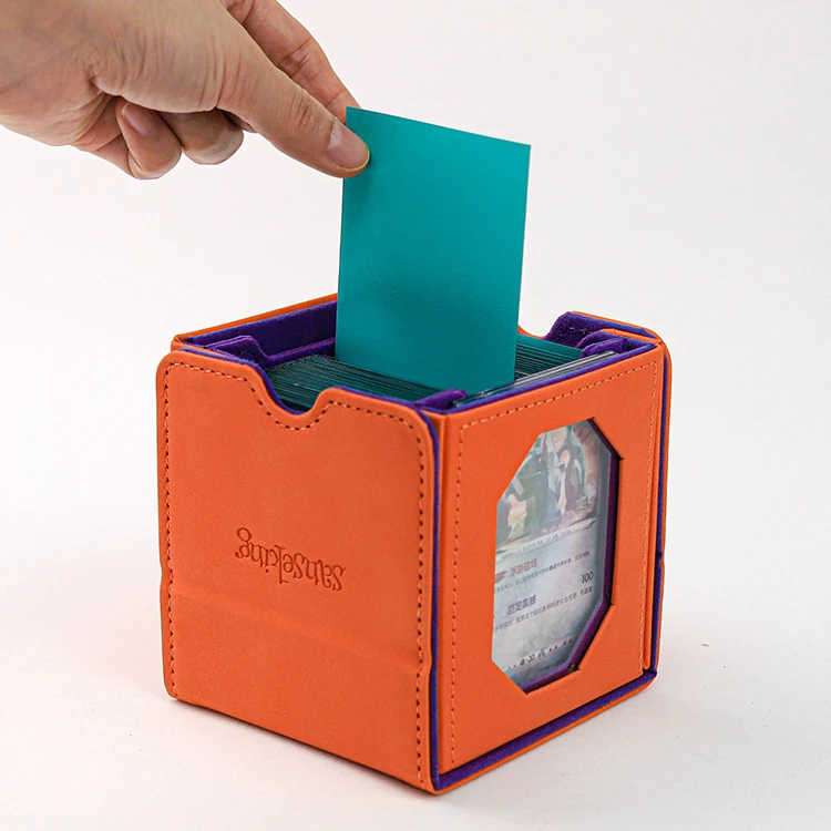 Sanseking Brand PU Leather Card Box Storage Deck Case with clear Window ...