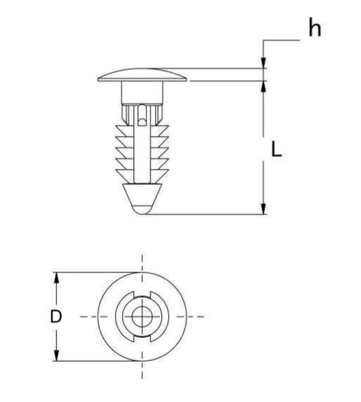 Push-in Rivet Black Plastic Nylon - Self Locking Fasteners
