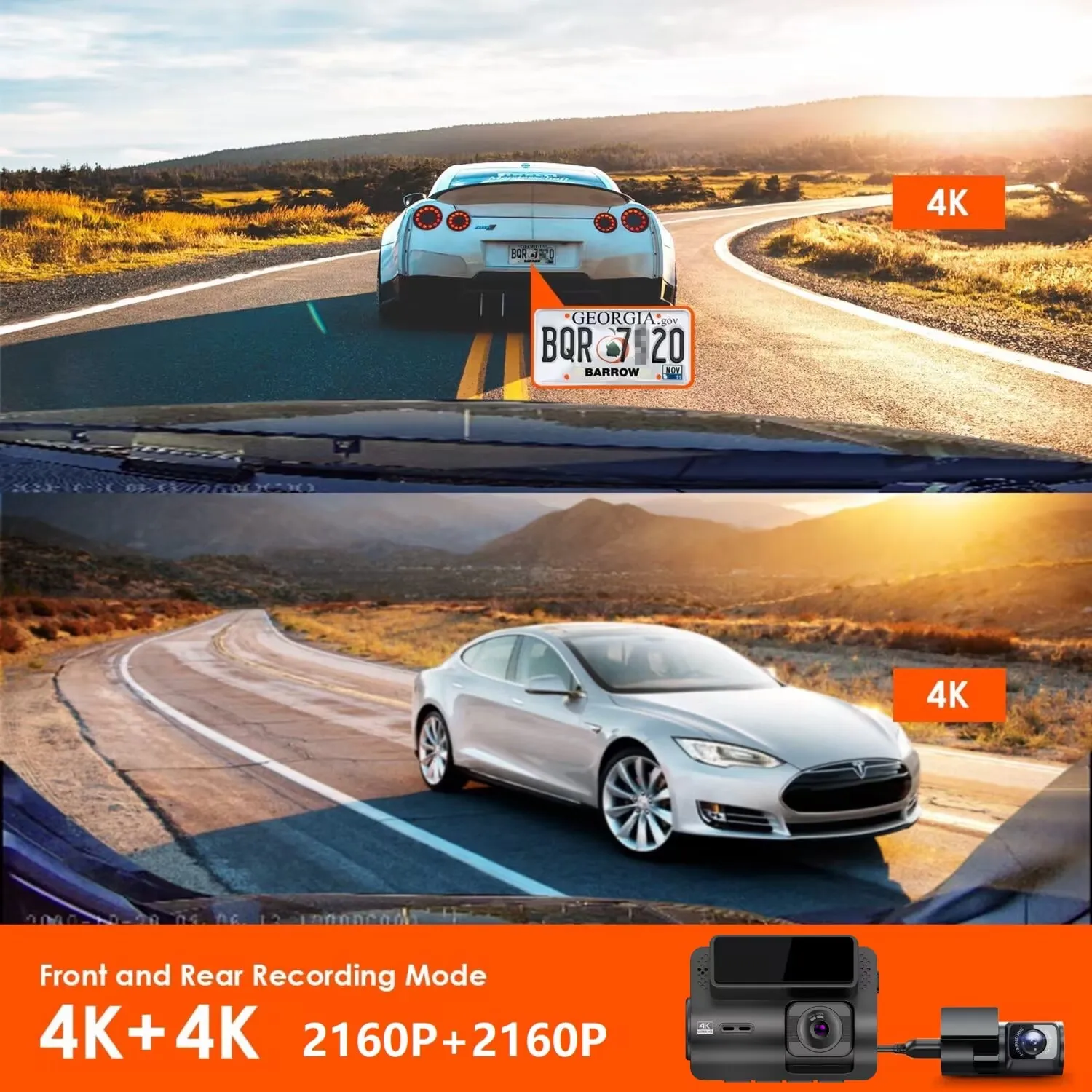 Front 4K Rear 4K Dual Sony Lens with Wifi GPS Track Driving Recorder ...
