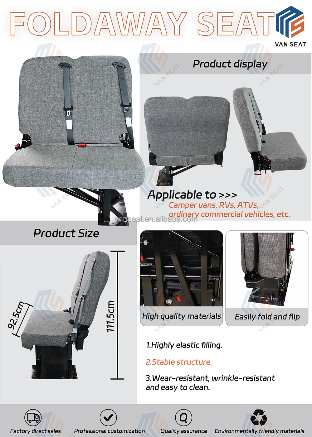 VST Specialized Coach Bus Seat Flip Fold Minibus Passenger Chair ...