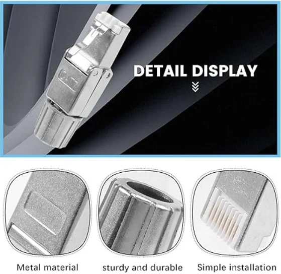 Industrial Standard Toolless Rj45 Female Connector For Cat7 23awg Sftp ...