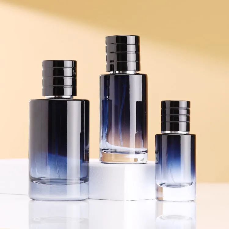 Dark Blue Refillable Perfume Bottle Packaging Custom Luxury Clear 50ml ...