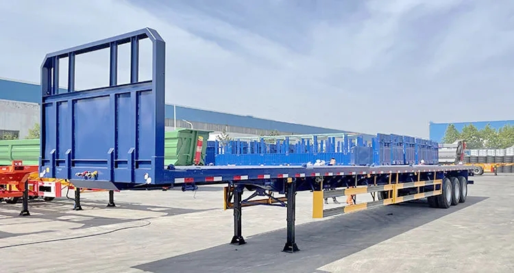 Customized 17/18 Meter Long Flatbed Semi Trailer for 20ft & 40ft ...