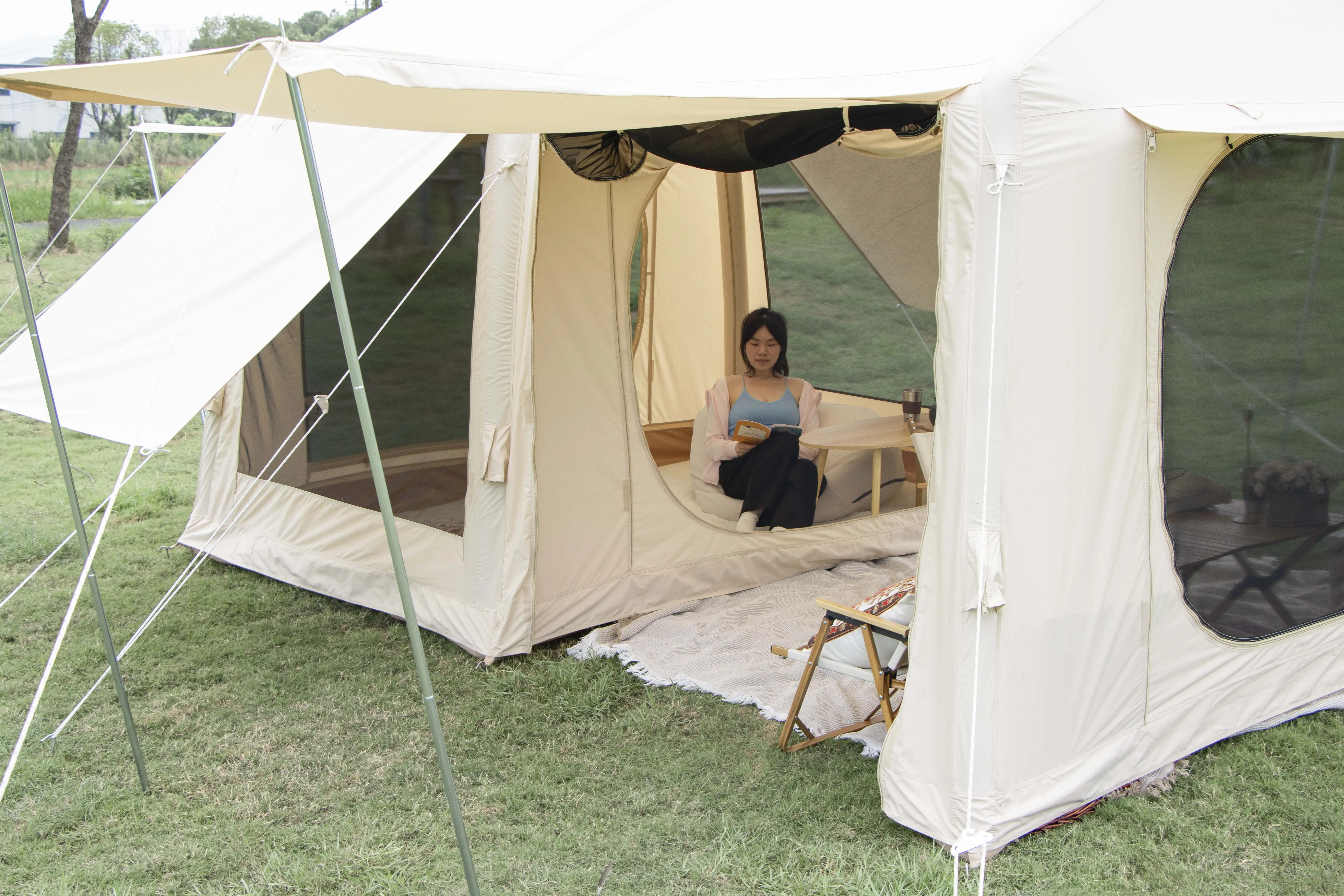 Family Air Inflated Cottage Air Tent Inflatable-cabin-tent Double Doors ...