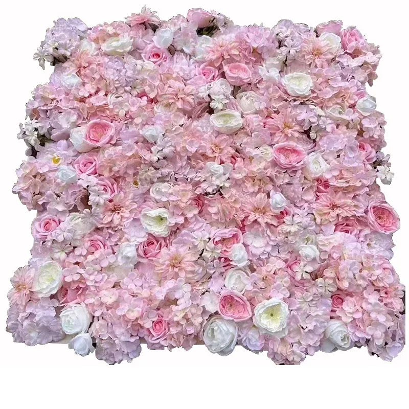 Oem Party Stage Wedding Background Decor Artificial Pink Flower Wall ...