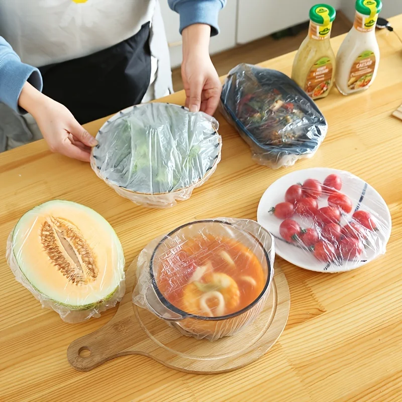 Household Elastic Food Storage Covers - Disposable PE Plastic