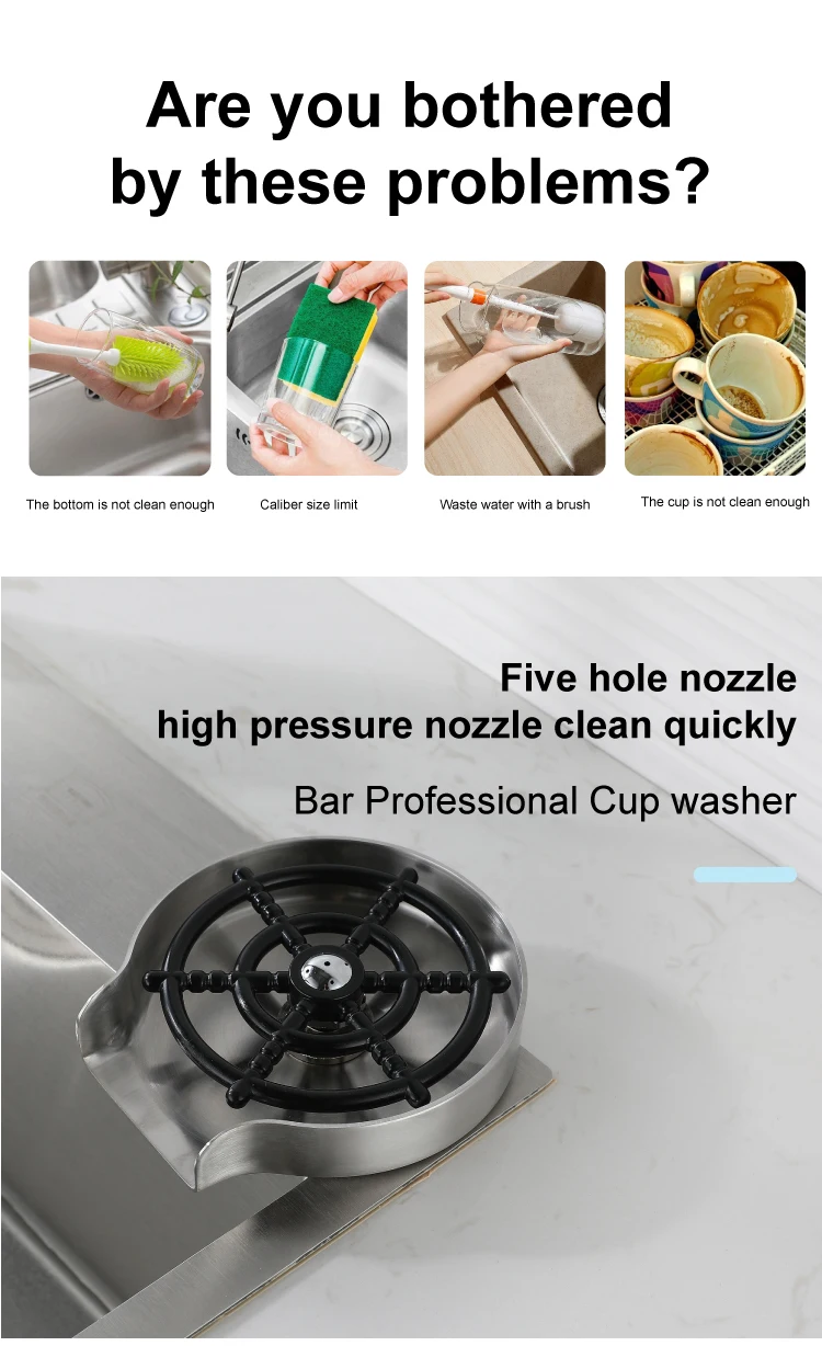 Modern And Popular Glass Washer Kitchen Sink Rotating High Pressure Fast Automatic Cup Washer ...