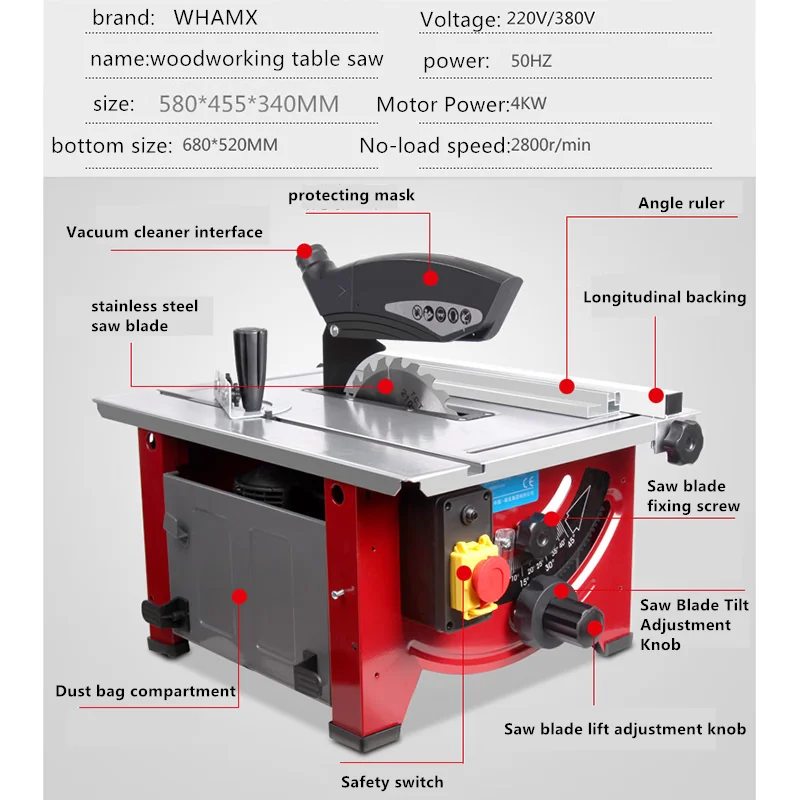Mini Multi-Functional Wood Working Table Saw Machine Circular Wood ...
