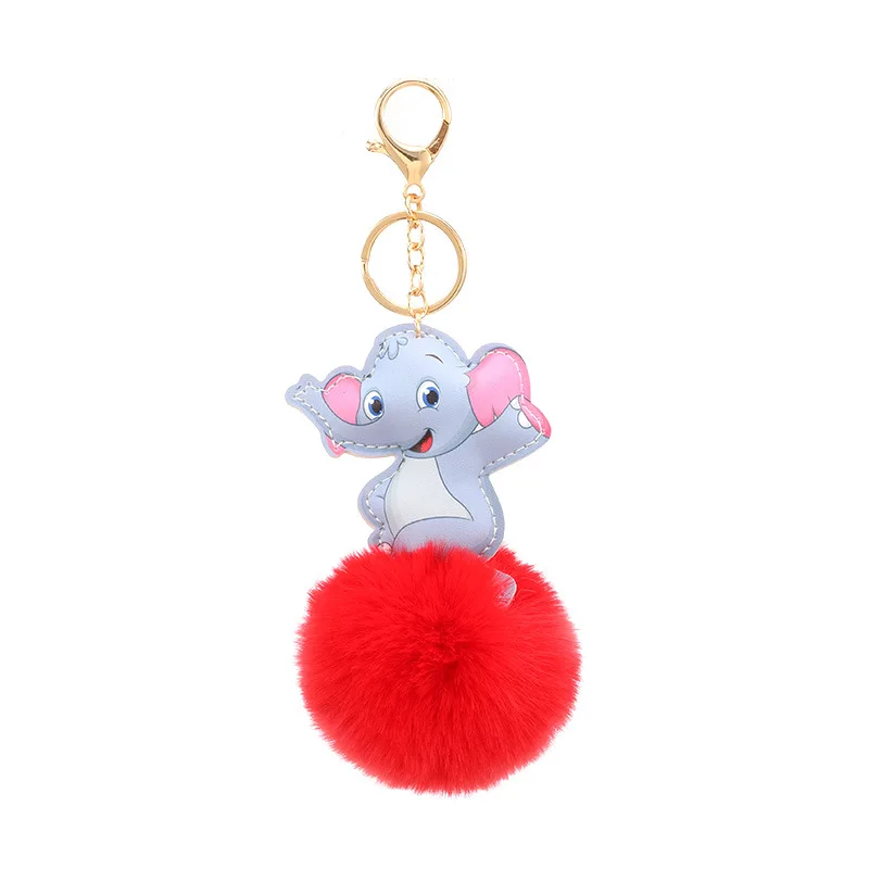 Cute Pom Pom Fur Ball Animal Elephant Key Rings For Promotional Gifts ...