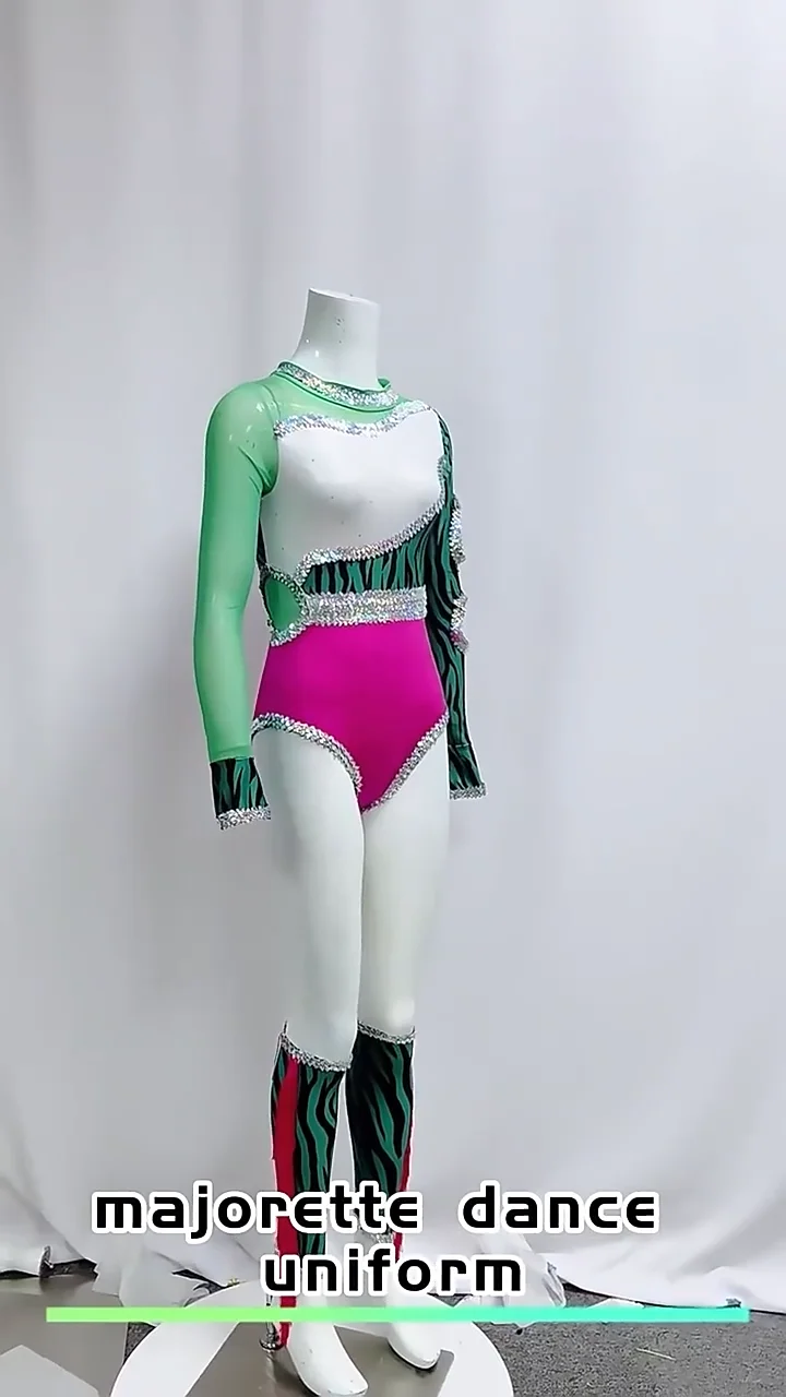 Normzl Majorette Performance Leotard Costume With Sequins And Fringe ...