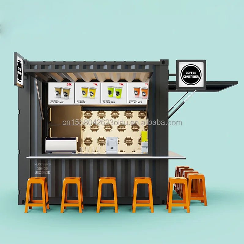 Custom Made Movable Bar Cafe Store 10ft Shipping Container