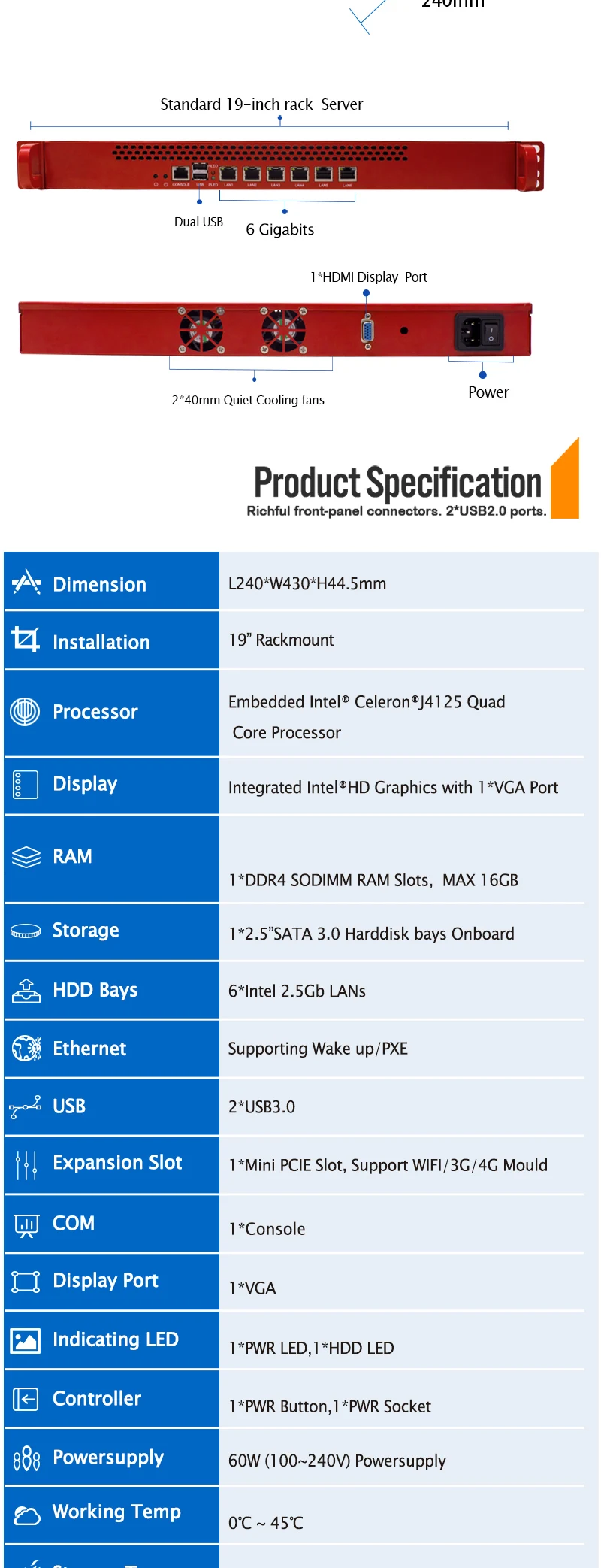 Enterprise Rack 1U Soft Router/firewall/voip/network Security