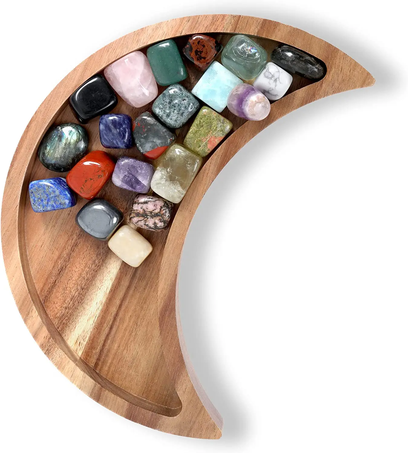 Antique Brown Wooden Half Moon Serving Tray Moon Crystal Tray For ...