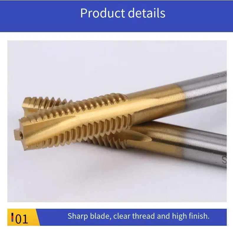Hss6542 M3-m12 High Speed Steel Tin Coated Pointed Taps Hss Machine ...