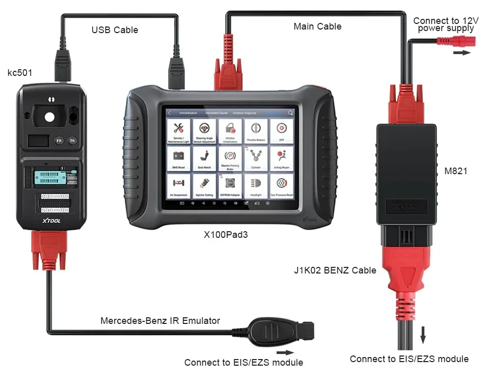Xtool M821 Adapter Work With Kc501/x100 Pad3/x100 Max Key Programmer ...