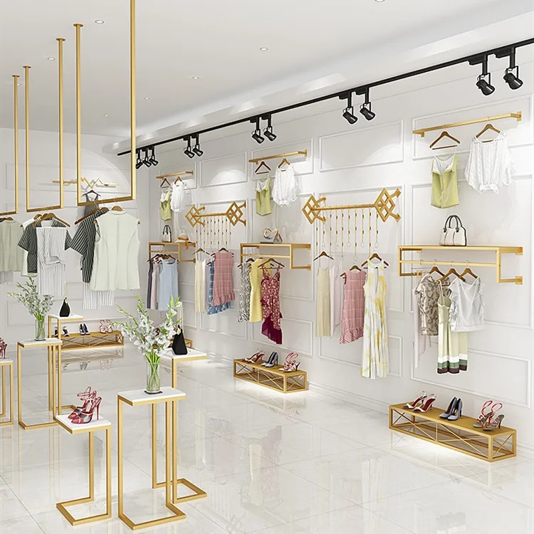 Clothing Store Wall-mounted Display Racks Garment Storage Racks Metal ...