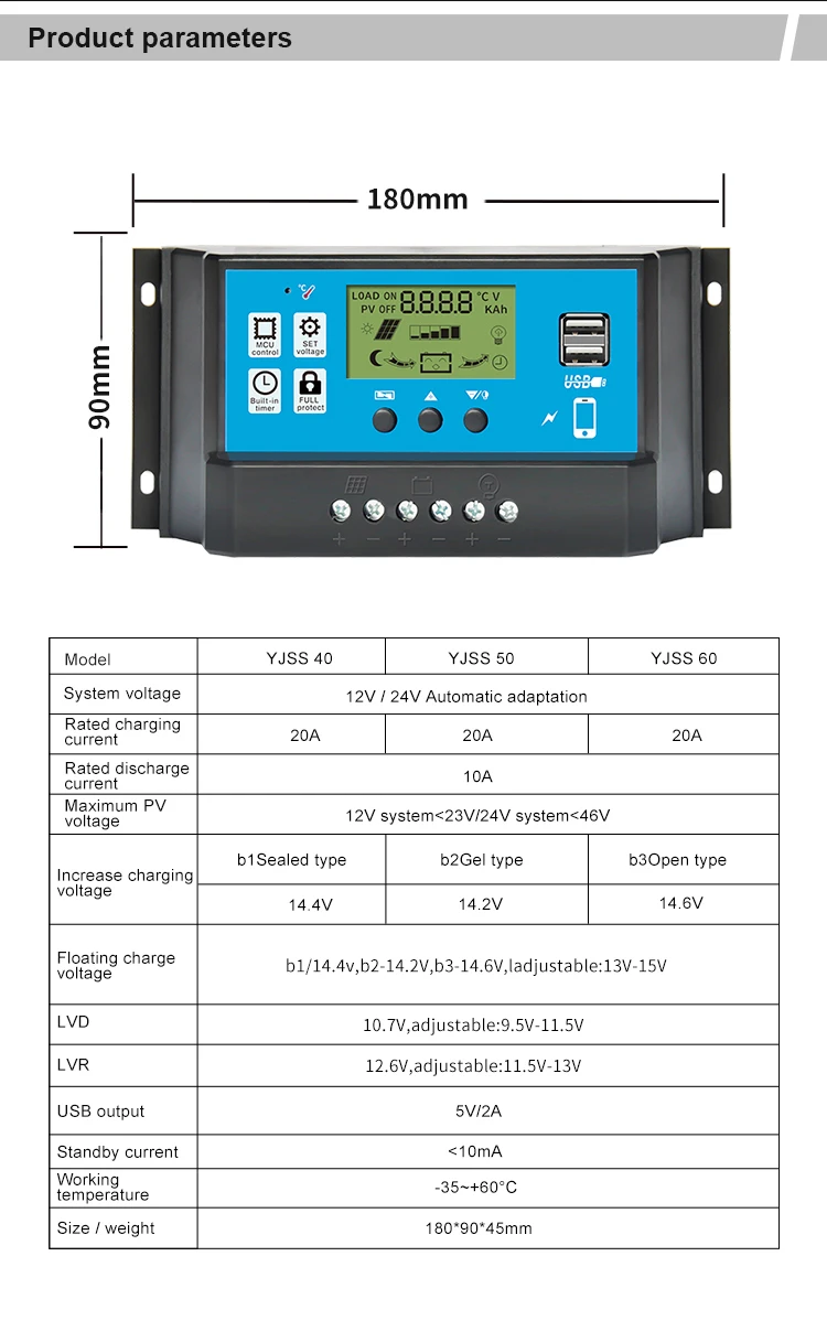 2023 New 10a 30a 50a 60a 20a Smart Solar Panel Controller Regulator 24v ...