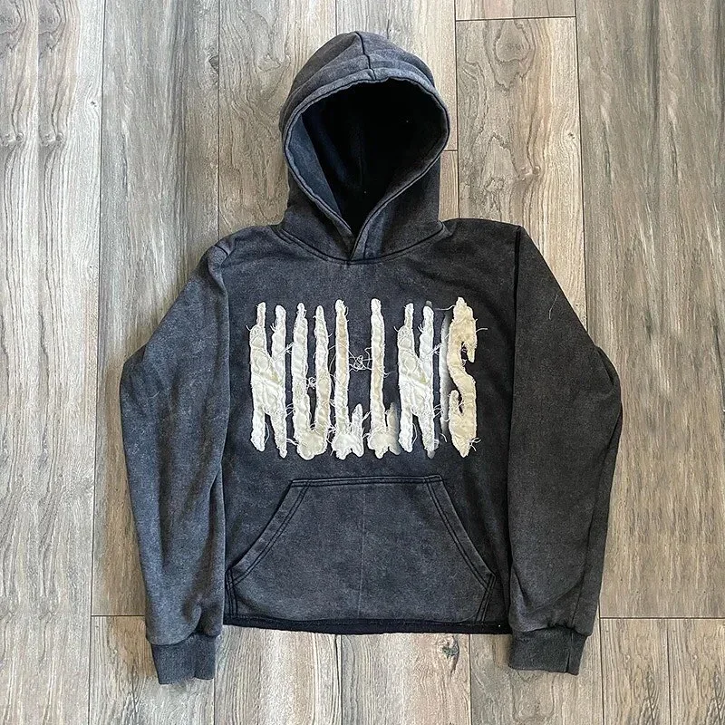 Shop Our Distressed Stitching Hoodie with Vintage Applique